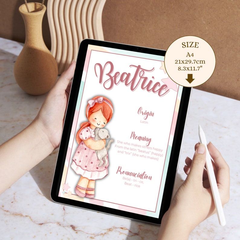 Printable Poster With the Meaning of the Name Beatrice, Decorative ...