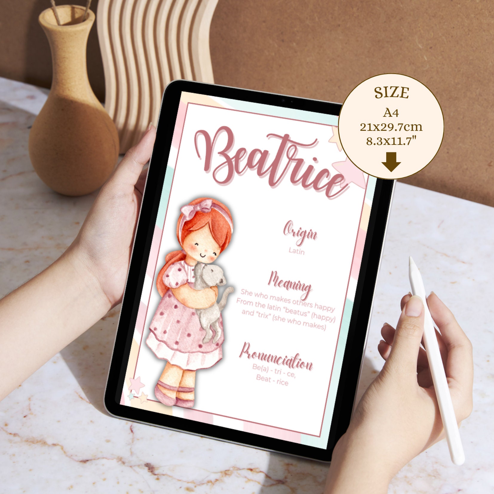 Printable Poster With the Meaning of the Name Beatrice, Decorative ...