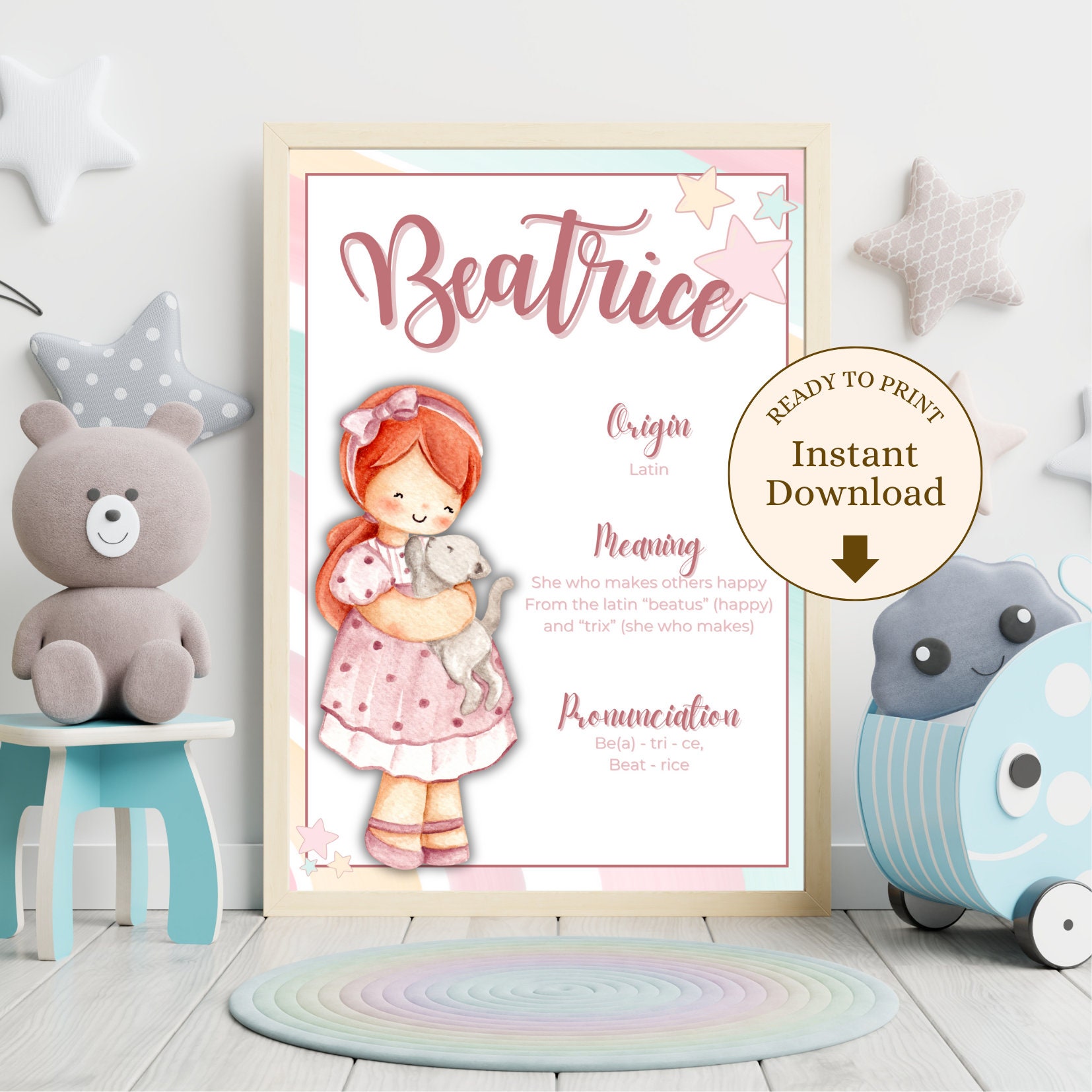 Printable Poster With the Meaning of the Name Beatrice, Decorative ...