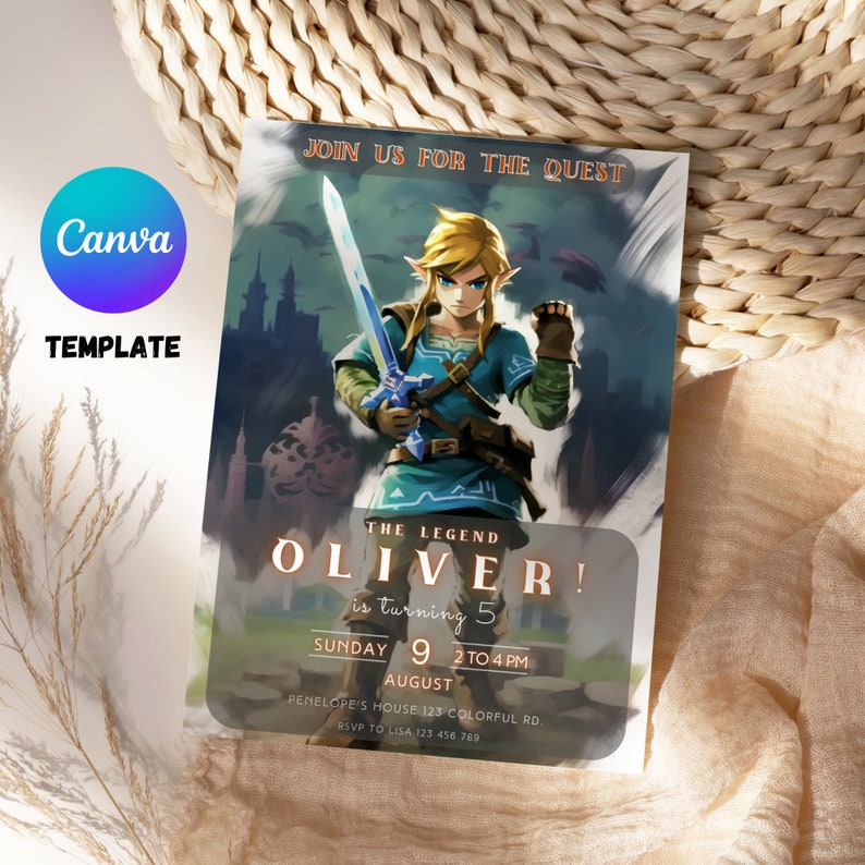 Watercolor Zelda Theme Birthday Invitation Editable Zelda - Etsy