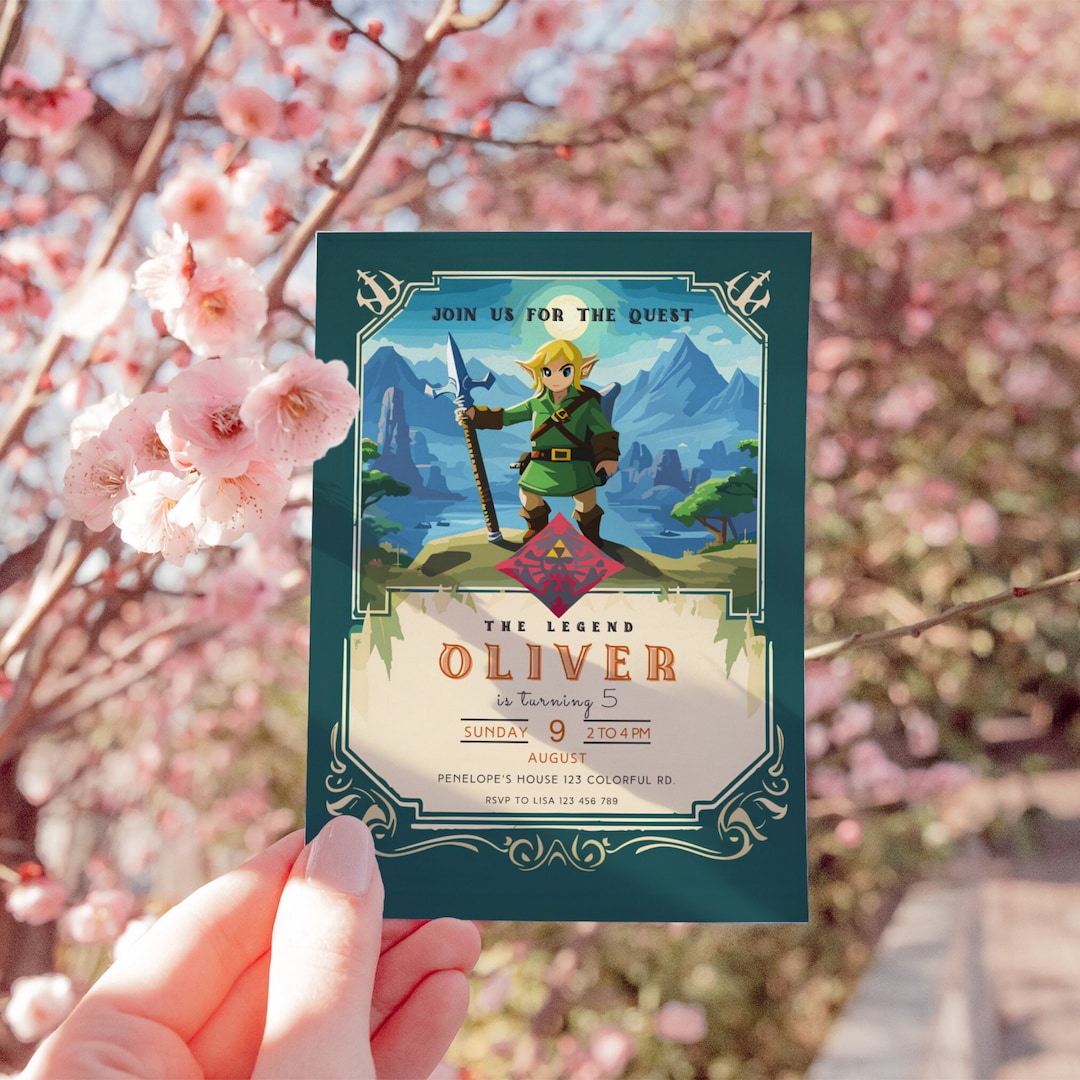 Kids Zelda Theme Birthday Invitation, Editable Zelda Tears of the ...