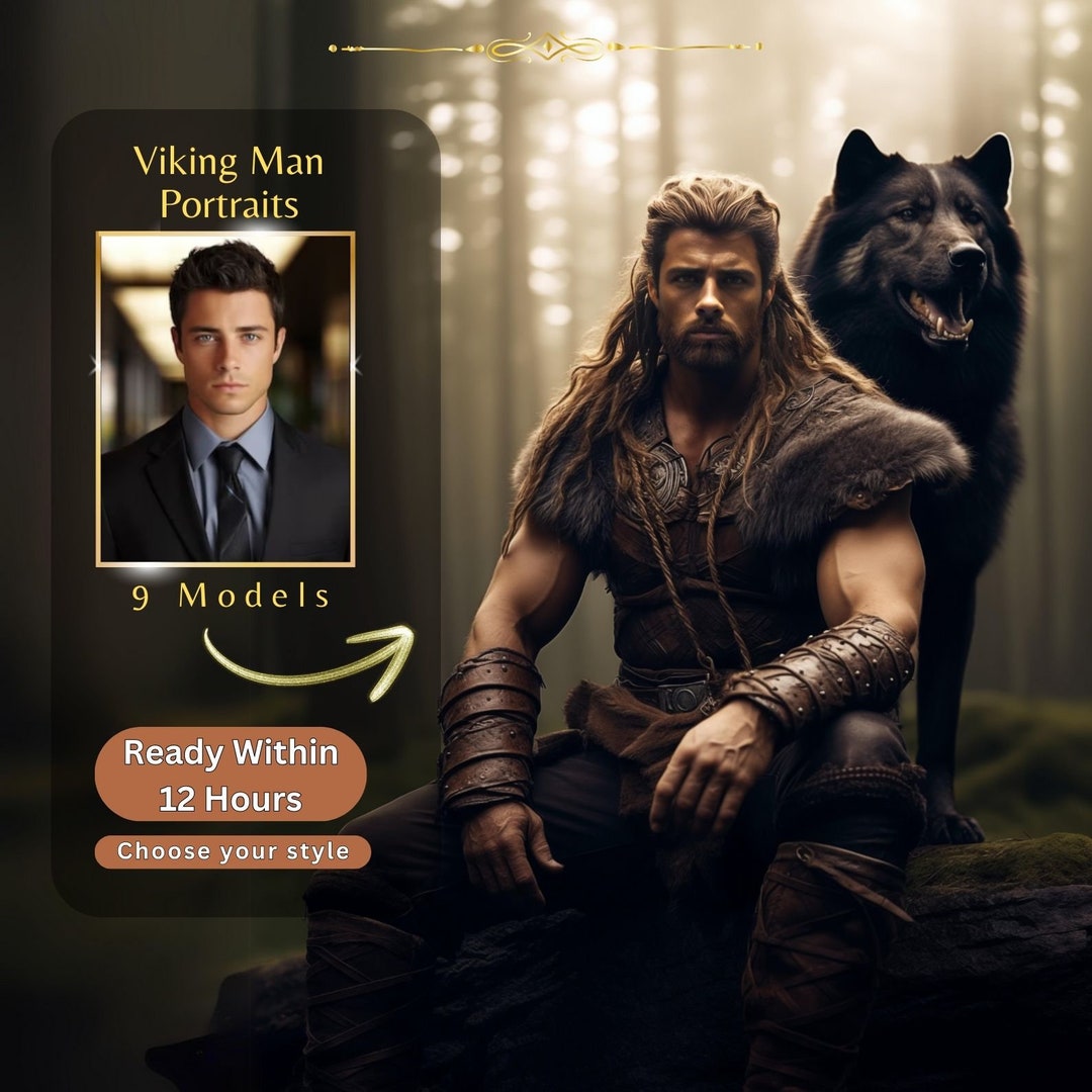 Custom Viking Man Portrait From Photo, Viking Gifts, Ragnar, Custom Man ...