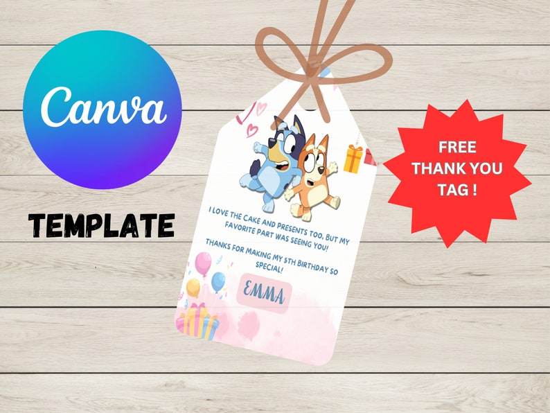 Bluey Birthday Invitation Bluey Canva Template Digital and - Etsy