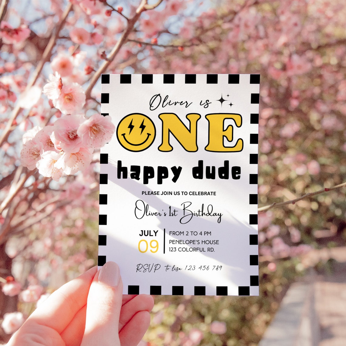 Editable One Happy Dude Birthday Invitation Template Boy 1st - Etsy