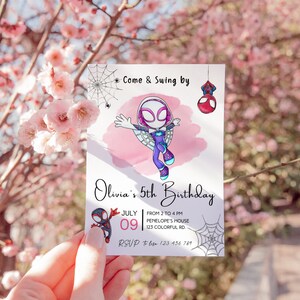 Spidey Ghost Spider Birthday Invitation, Girl Spidey Party Invite ...