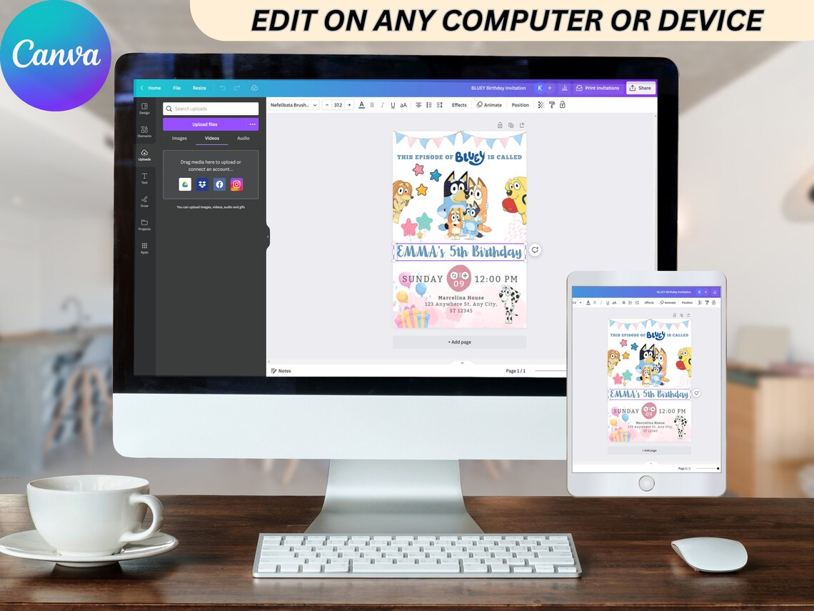 Bluey Birthday Invitation Bluey Canva Template Digital and - Etsy