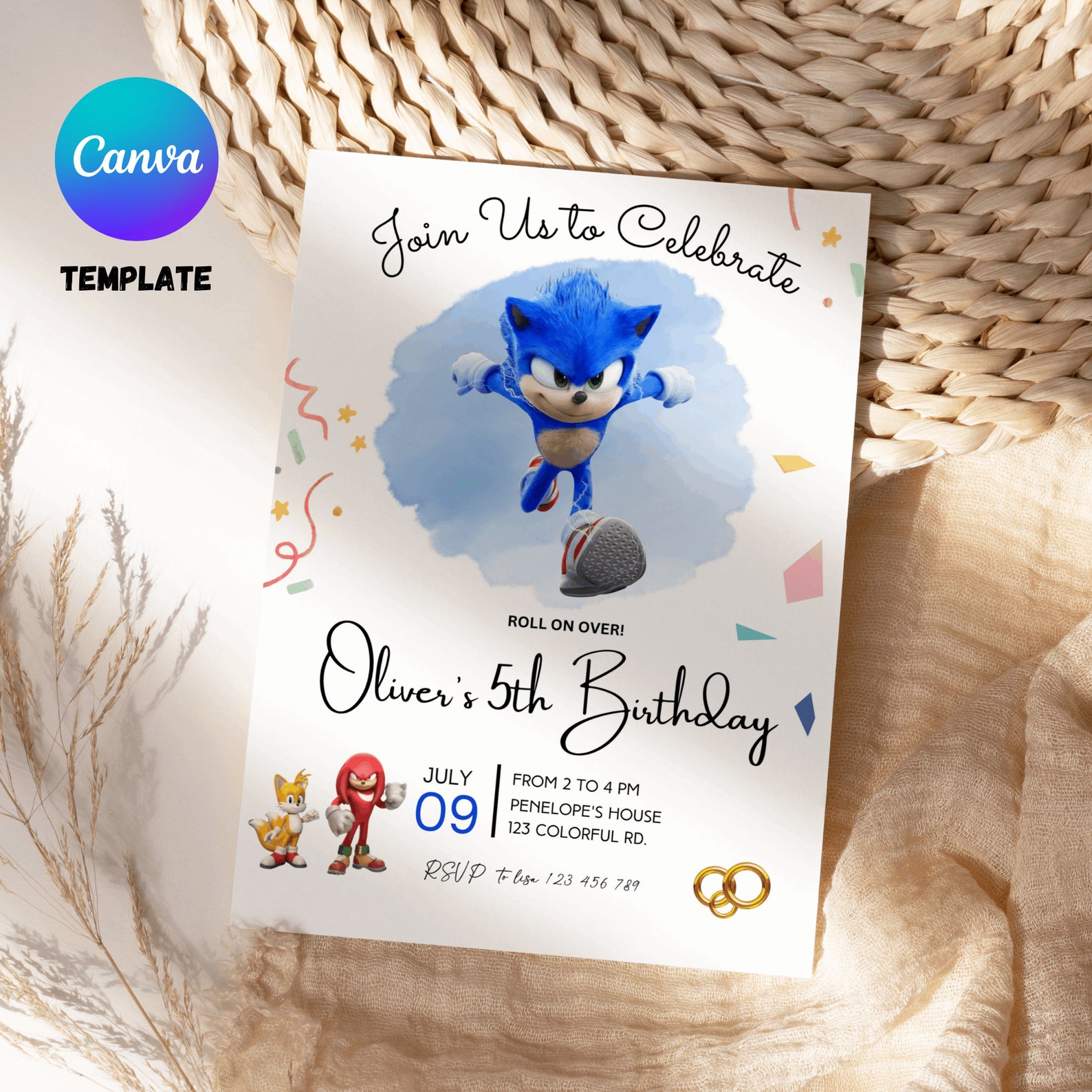 Super Sonic the Hedgehog Birthday Invitation | Canva Sonic Birthday ...
