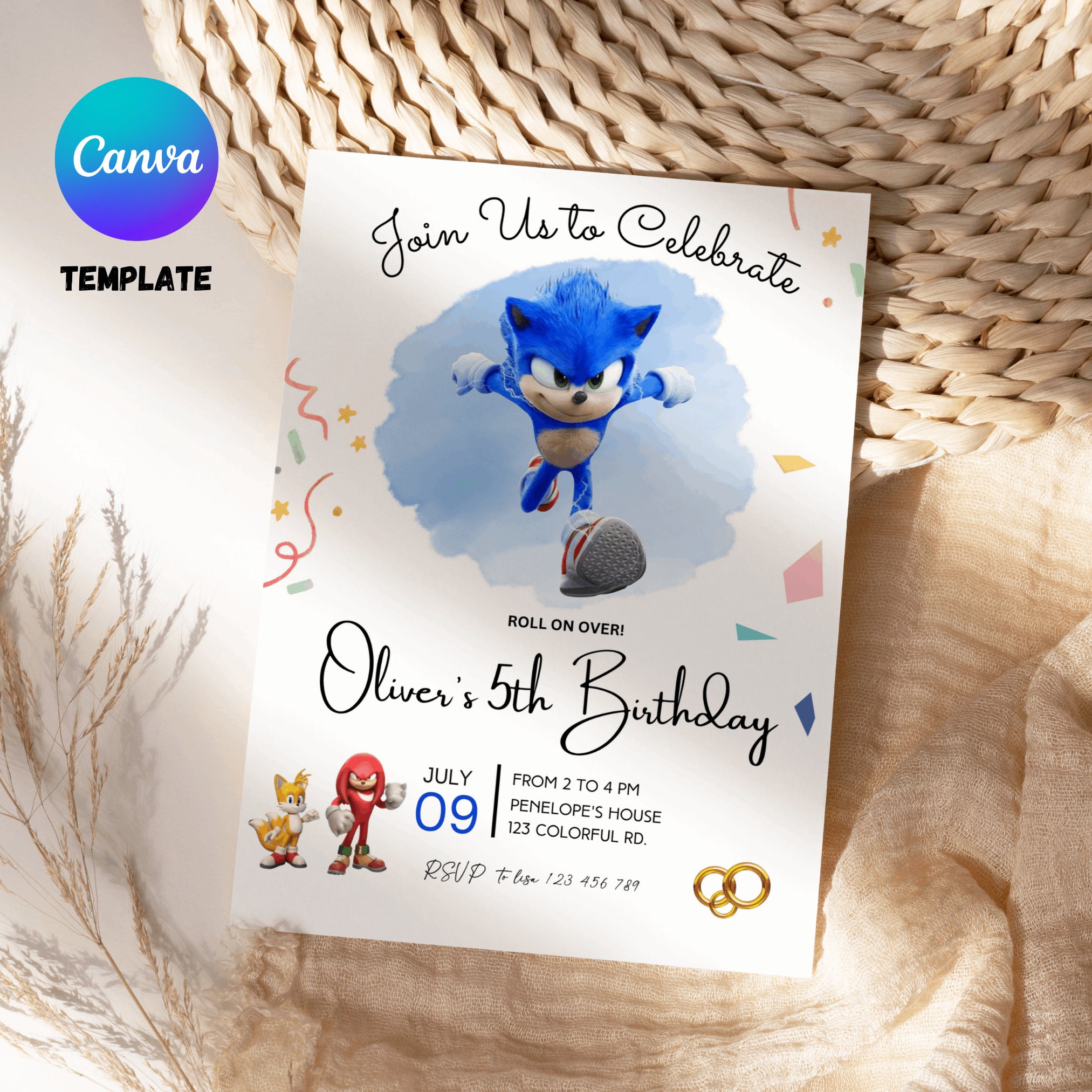 Super Sonic the Hedgehog Birthday Invitation Canva Sonic - Etsy