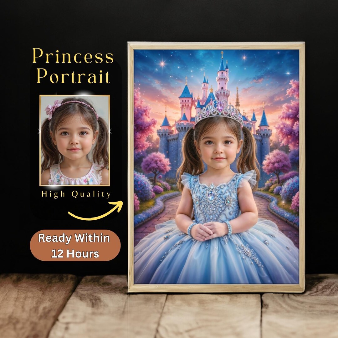 Princess Pictures, Princess Portrait for Girls, Personalized Royal ...