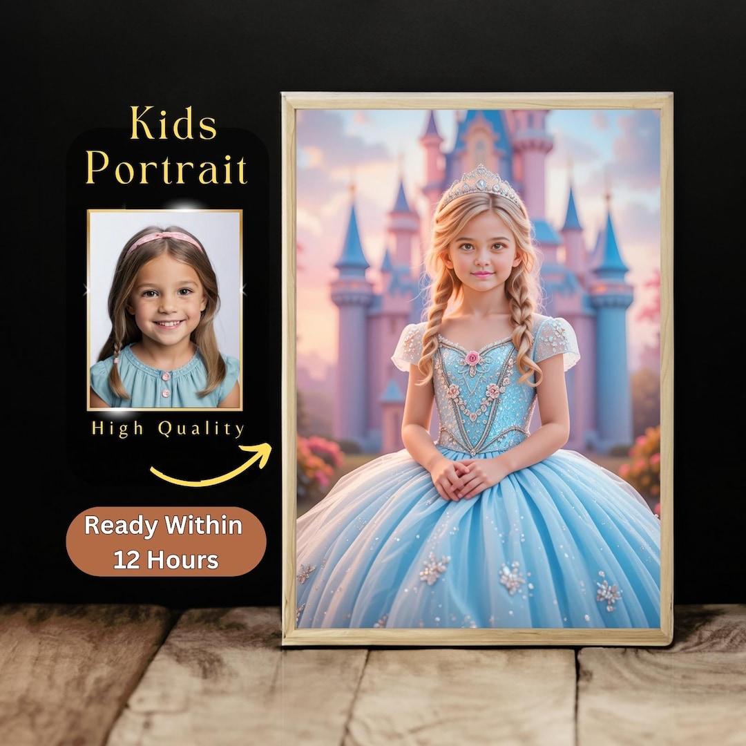 Princess Royal Portrait, Personalized Portrait for Girls, Unique ...