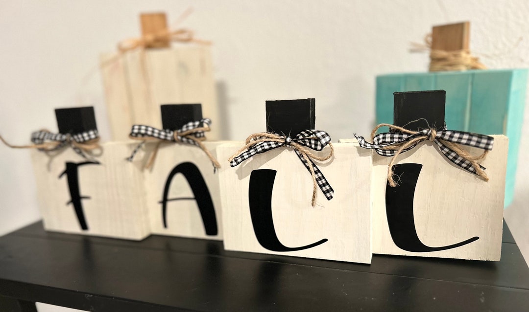 Fall Wood Decor, Fall Wooden Blocks, Fall Farmhouse Fall Decor. - Etsy