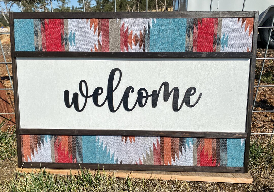 Welcome Sign Western Sign Entryway Sign Wool Fabric Wall Hanging Décor ...