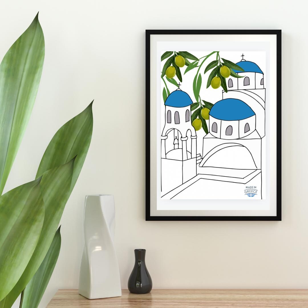 Pastel Greece Wall Decor, Wall Art Gallery, Trendy City Wall Art ...
