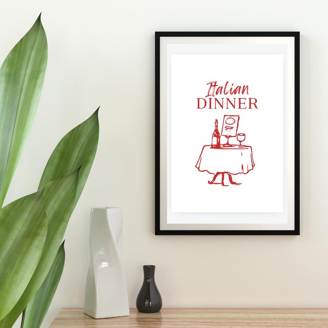 Italian Dinner Party Art, Dinner Table Print, Dinner Wall Art, Kitchen ...