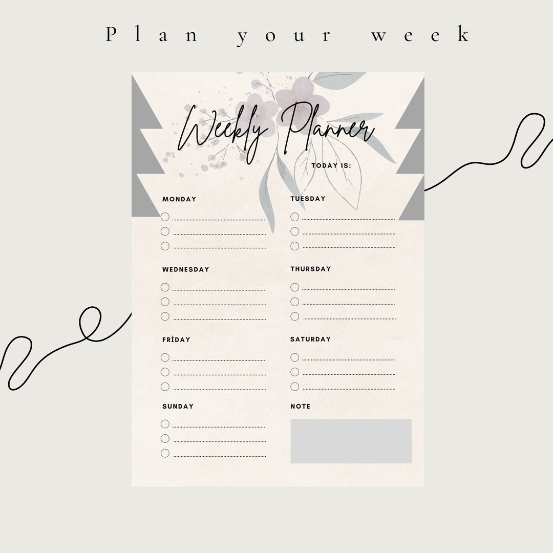 Weekly Planner Pdf A4 Weekly Planner Undated Weekly - Etsy