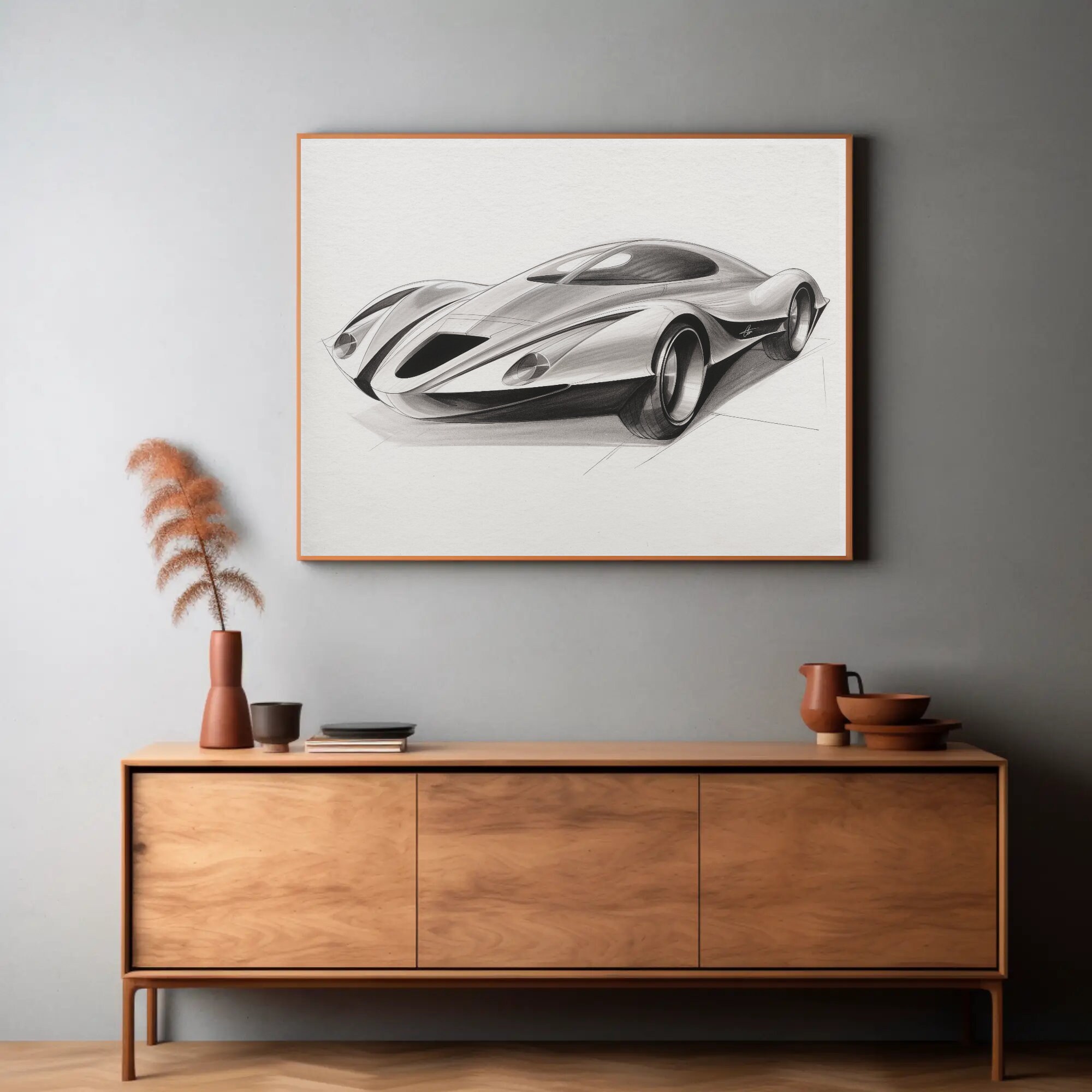 Vintage Concept Car Illustration: 3024 by Curtis Cole, Unframed Mid ...