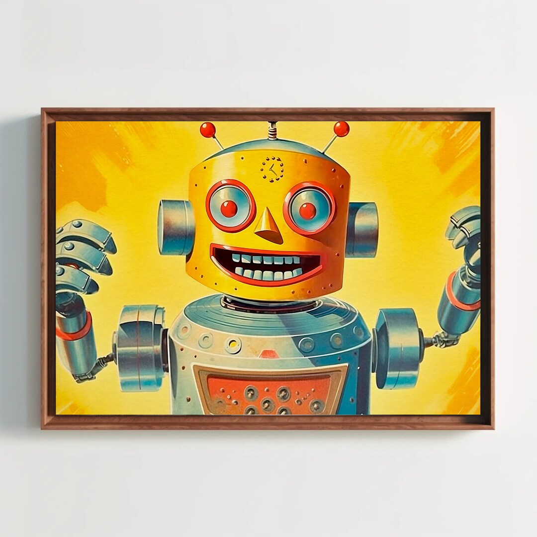 The Happy Robot - Retro-futuristic Smily Robot. Mid-century Style ...