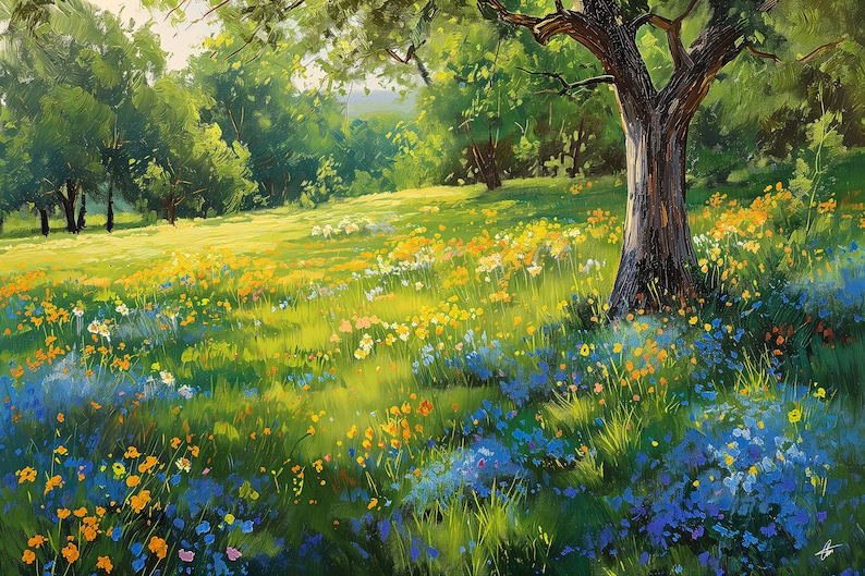 Bluebonnet Hill: Painting of Texas in the Spring. Unframed ...