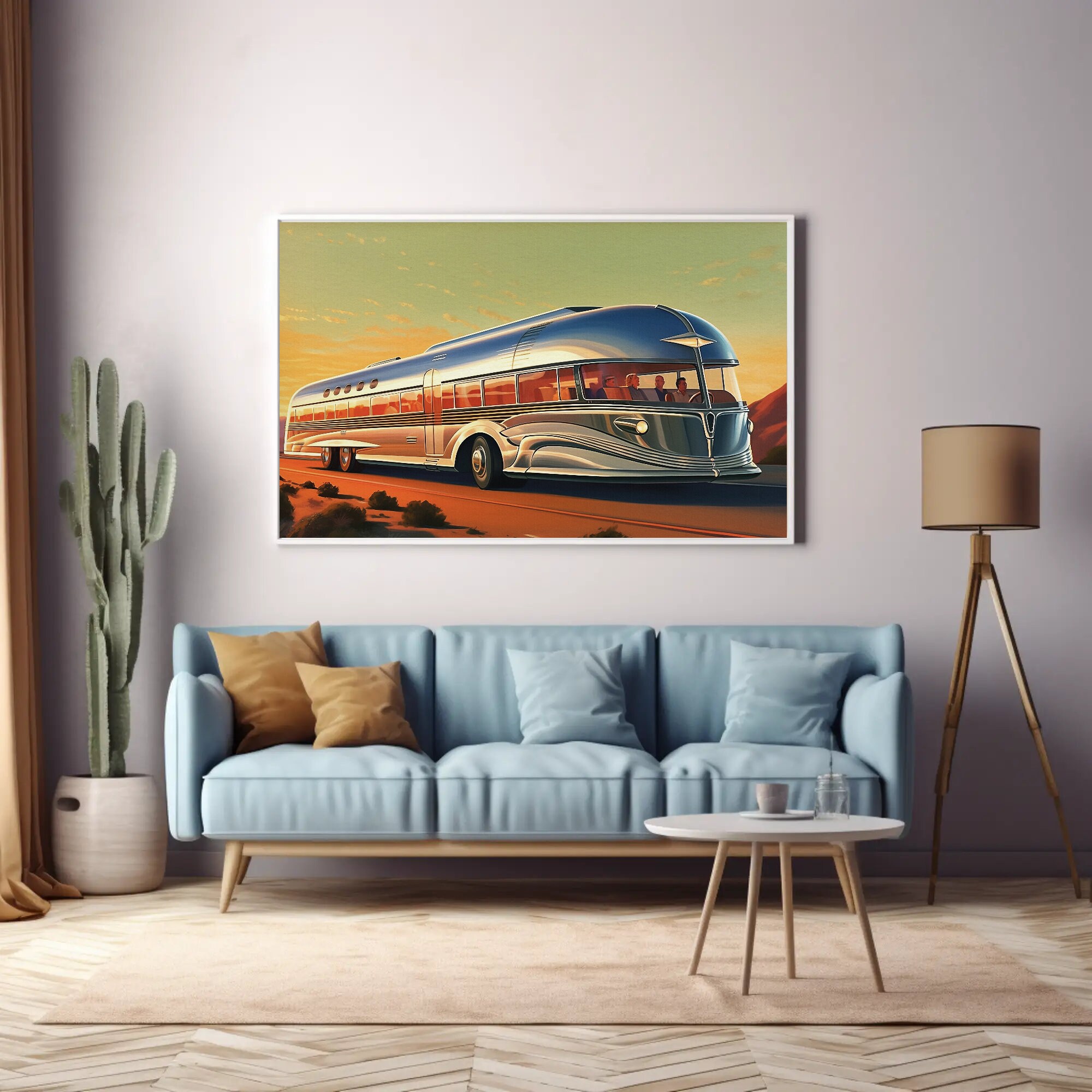 Day Bus Chrome One - A Retro-futuristic Metallic Bus Illustration ...