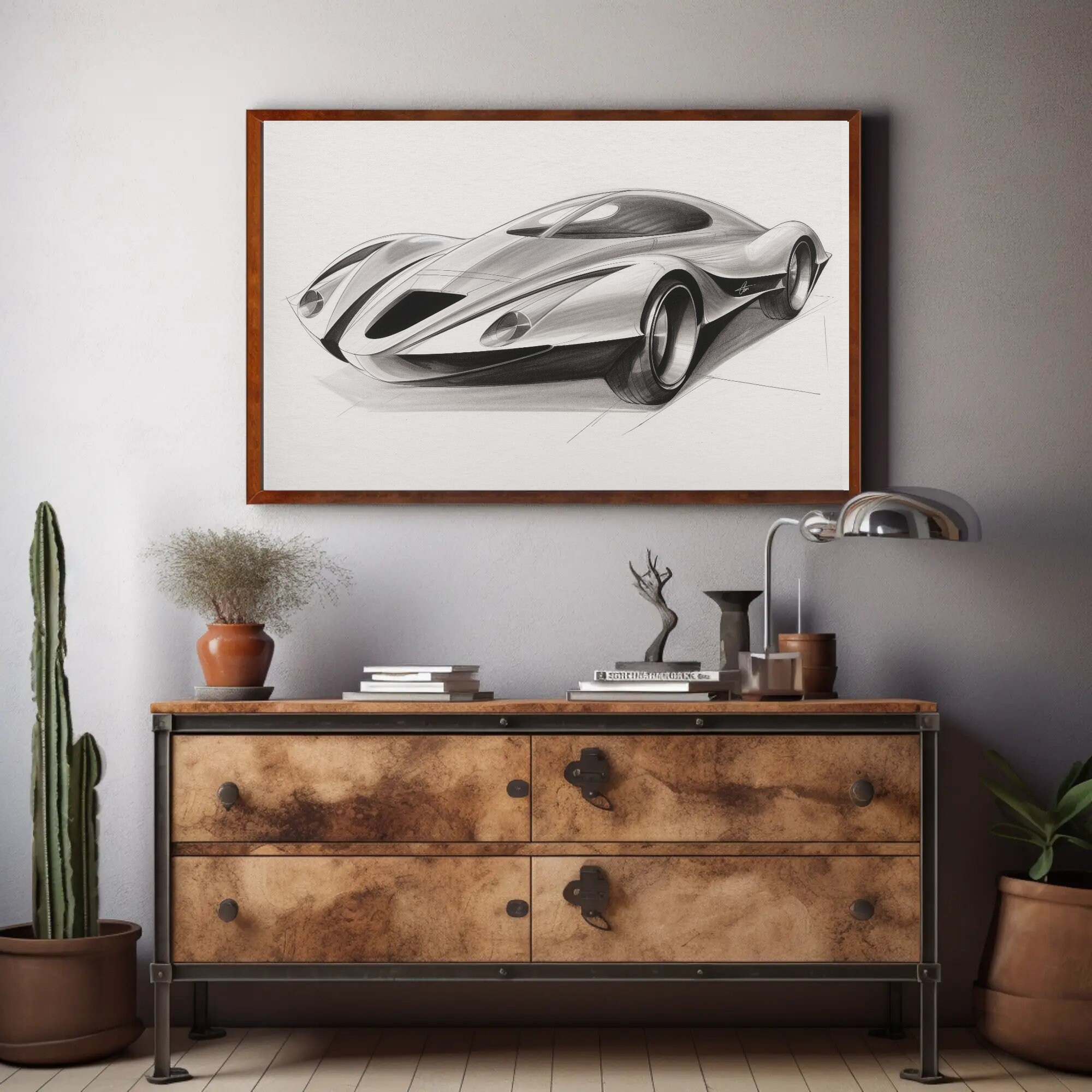 Vintage Concept Car Illustration: 3024 by Curtis Cole, Unframed Mid ...