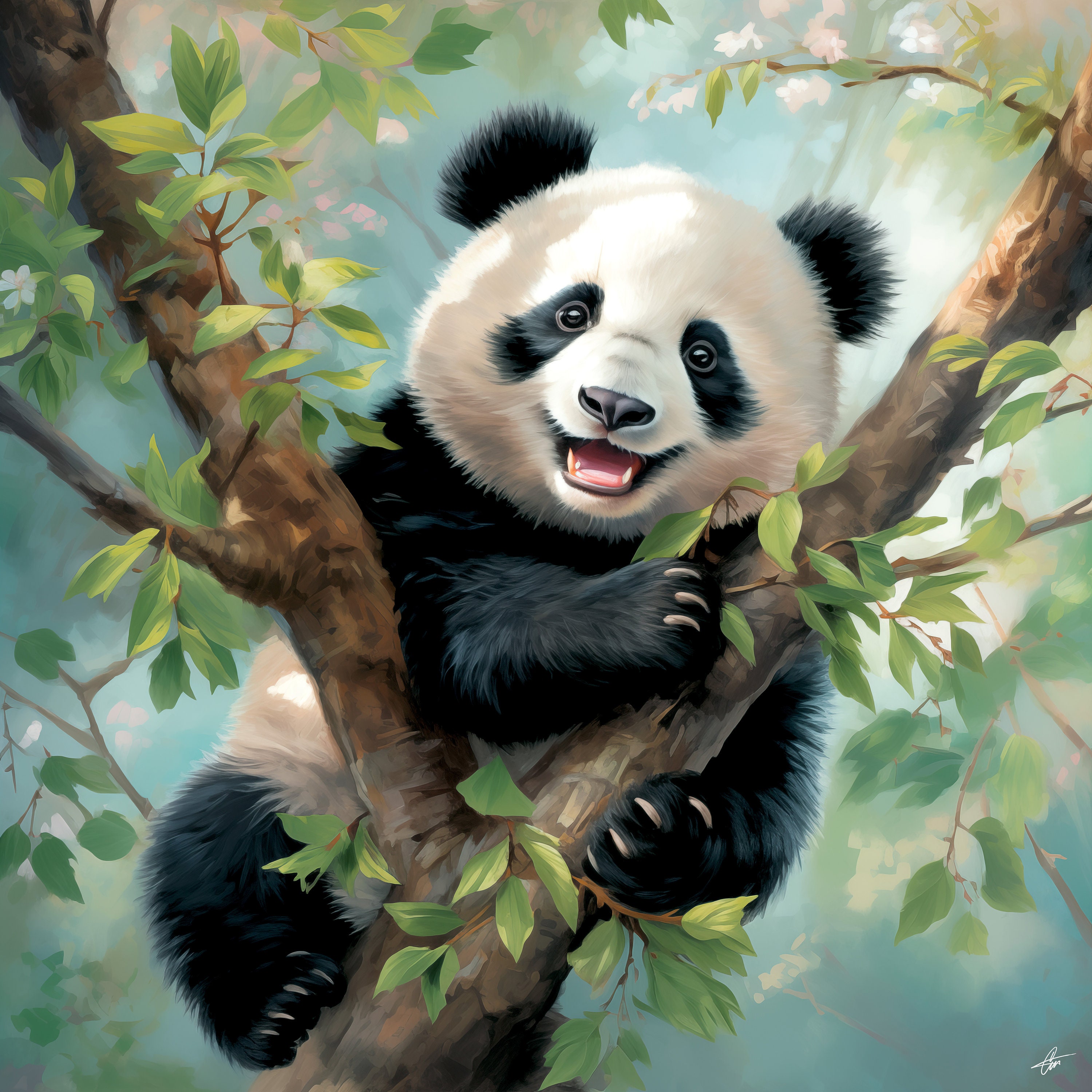 The Smiling Panda: Downloadable Wall Art Depicting a Cute Panda Bear ...