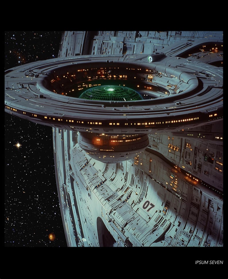 IPSUM SEVEN - Futuristic, Sci-fi Space Station Art Print. Digital ...