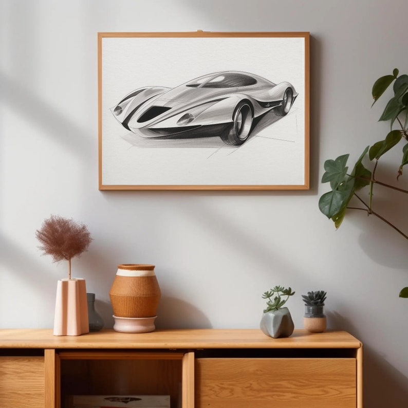 Vintage Concept Car Illustration: 3024 by Curtis Cole, Unframed Mid ...