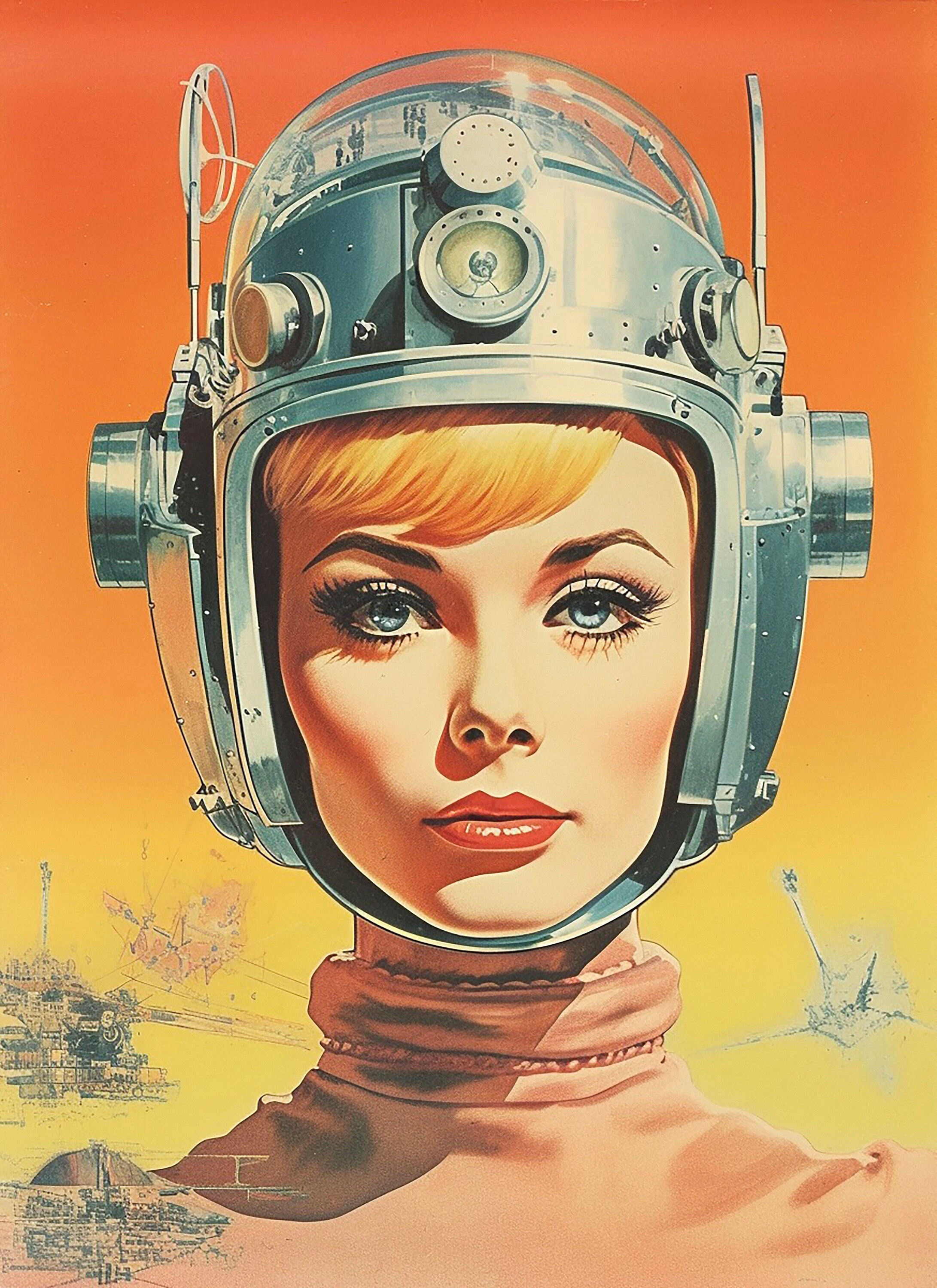 Astro Blondie Two Retro Futuristic Female Astronaut in 1960's Style ...