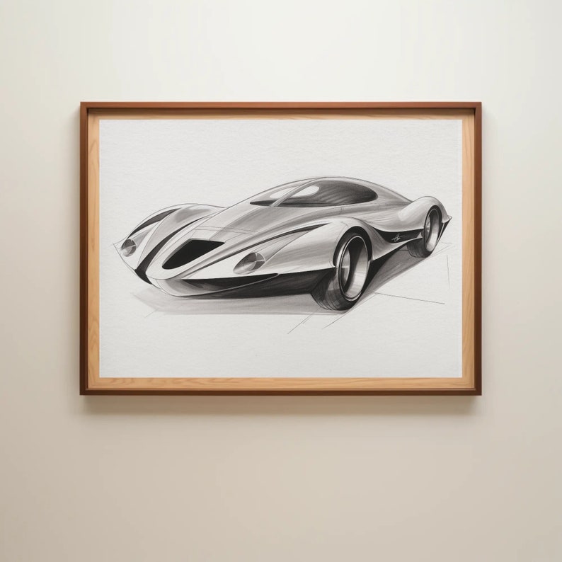 Vintage Concept Car Illustration: 3024 by Curtis Cole, Unframed Mid ...