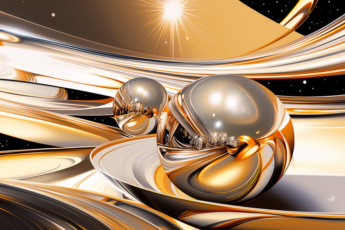 Golden Galaxy: A Contemporary Abstraction in Metallic Gold, Silver and ...