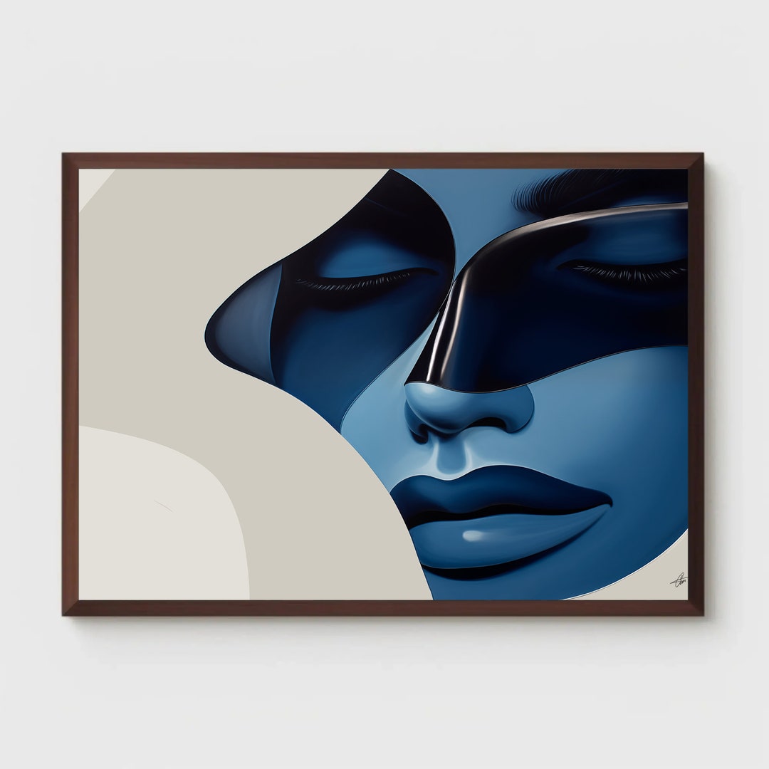 Midday Blue Giclee' Print A Contemporary Face Painted in Blues, Beiges ...