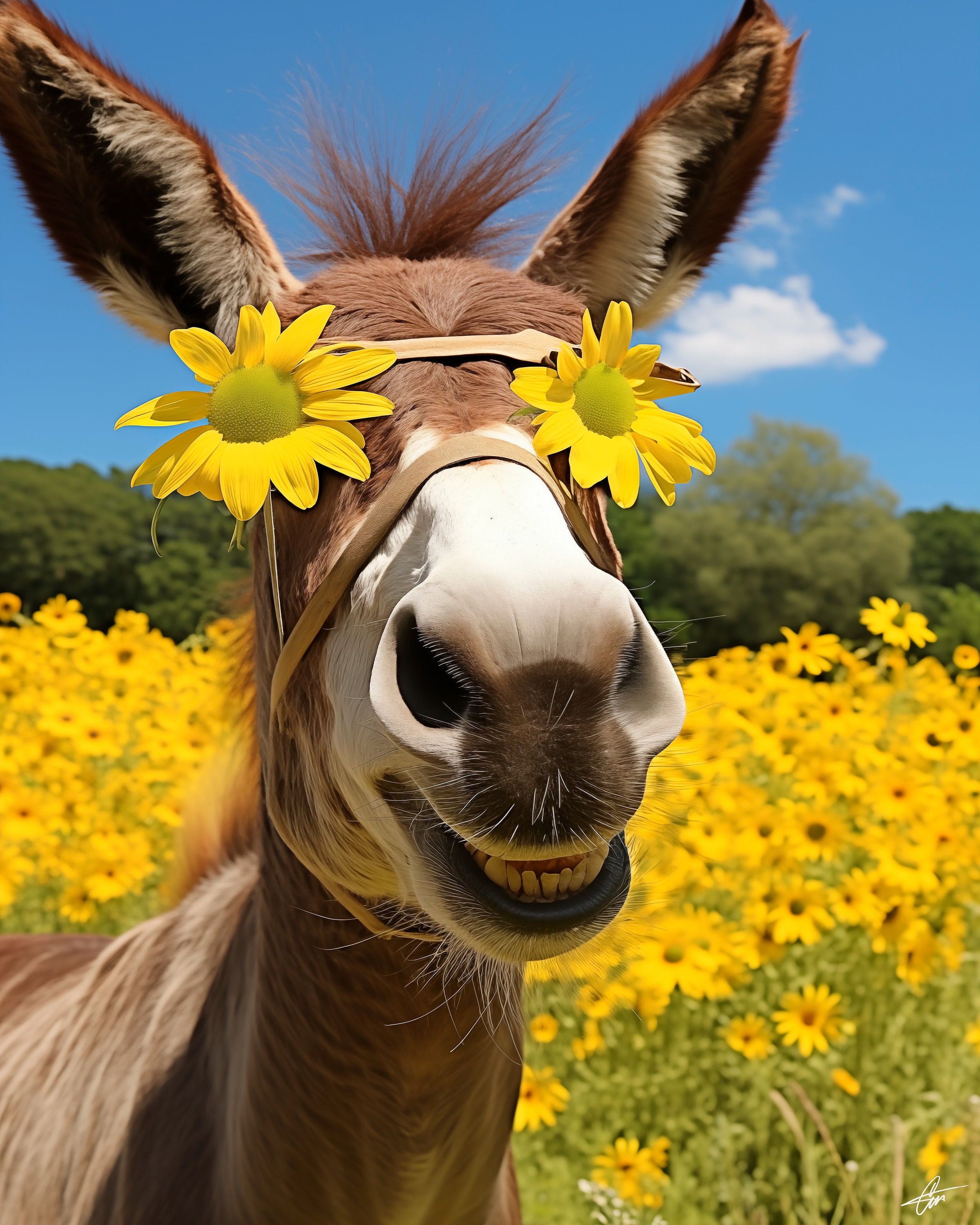 The Flower Donkey: an Unframed, Downloadable Image of a Cute Donkey ...