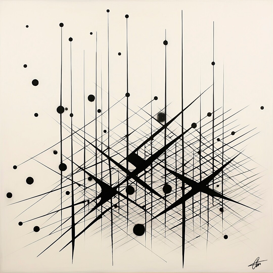 Monochromatic Abstract Art 1951 Mid Century Illustration Etsy