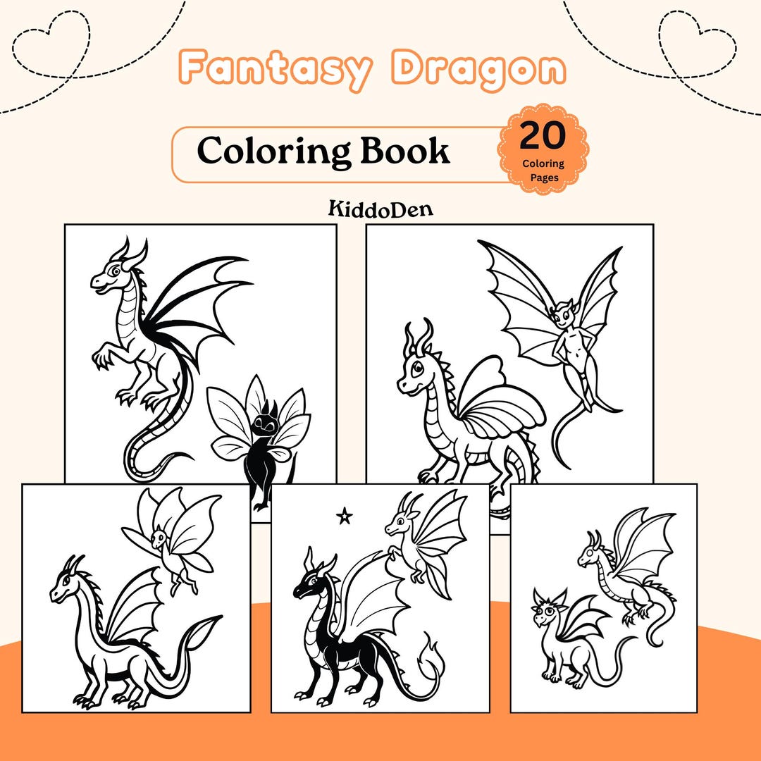 Fantasy Coloring Pages | Dragon Mythology Art Book | Printable Magical ...