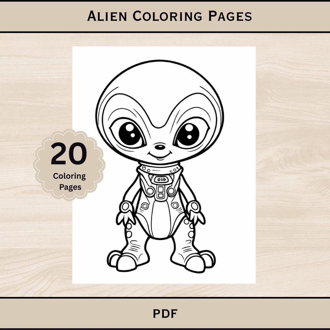 Alien Coloring Pages Printable PDF | Space Activity Sheets Instant ...
