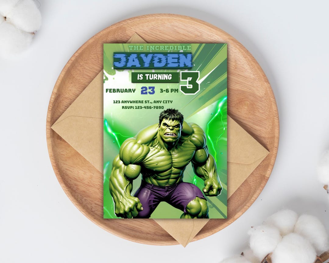 Hulk Birthday Invitation Editable Template, Hulk and Spiderman Birthday ...