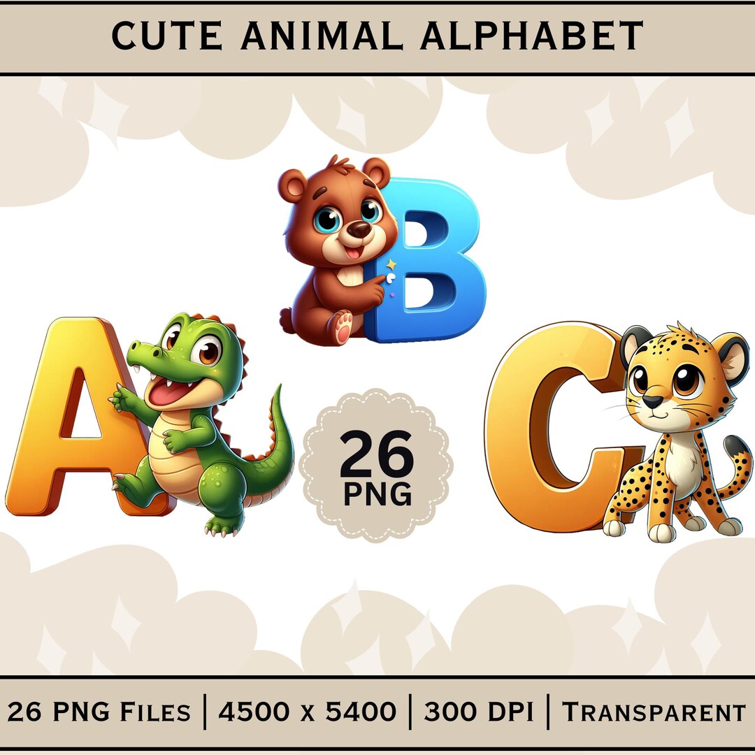 Animal Alphabet PNG A–Z | Kids Crafts Letters | Nursery Decor Learning ...