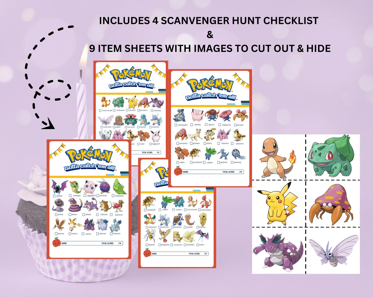 Pokemon Scavenger Hunt | 54 Trainer Cards, Birthday Party Game ...