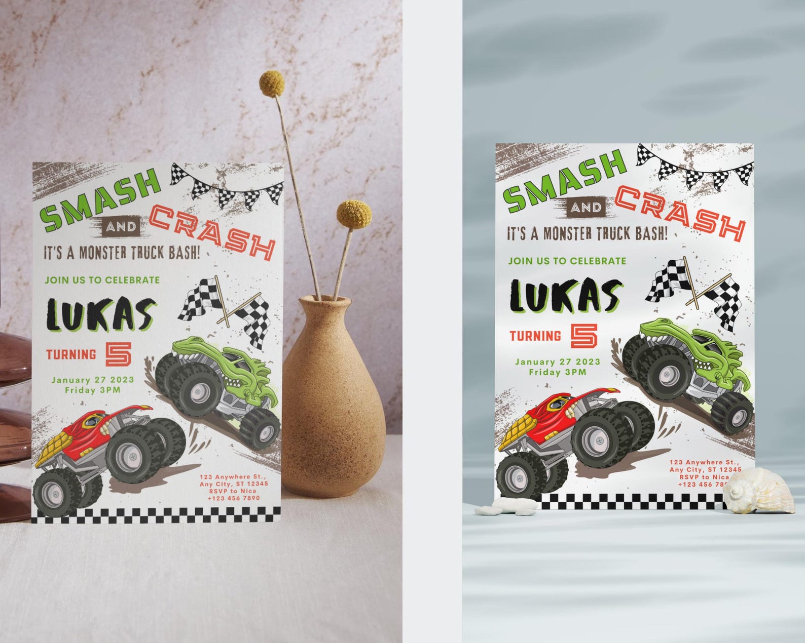 Monster Truck Birthday Invitation: Off-road Party, Editable Card ...