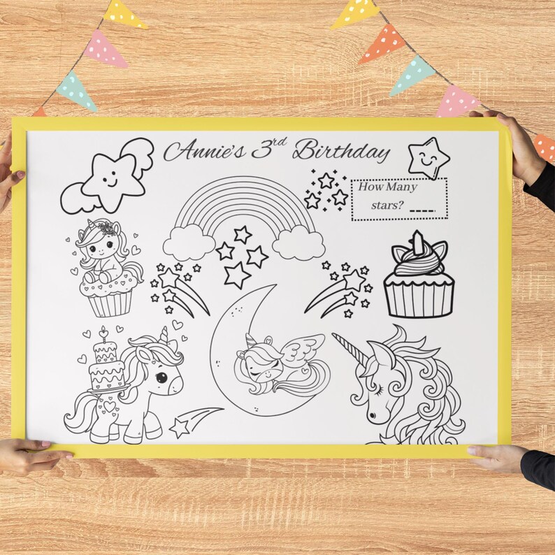 Unicorn Birthday Activity Sheets | 3 Printable Party Placemats for Kids ...