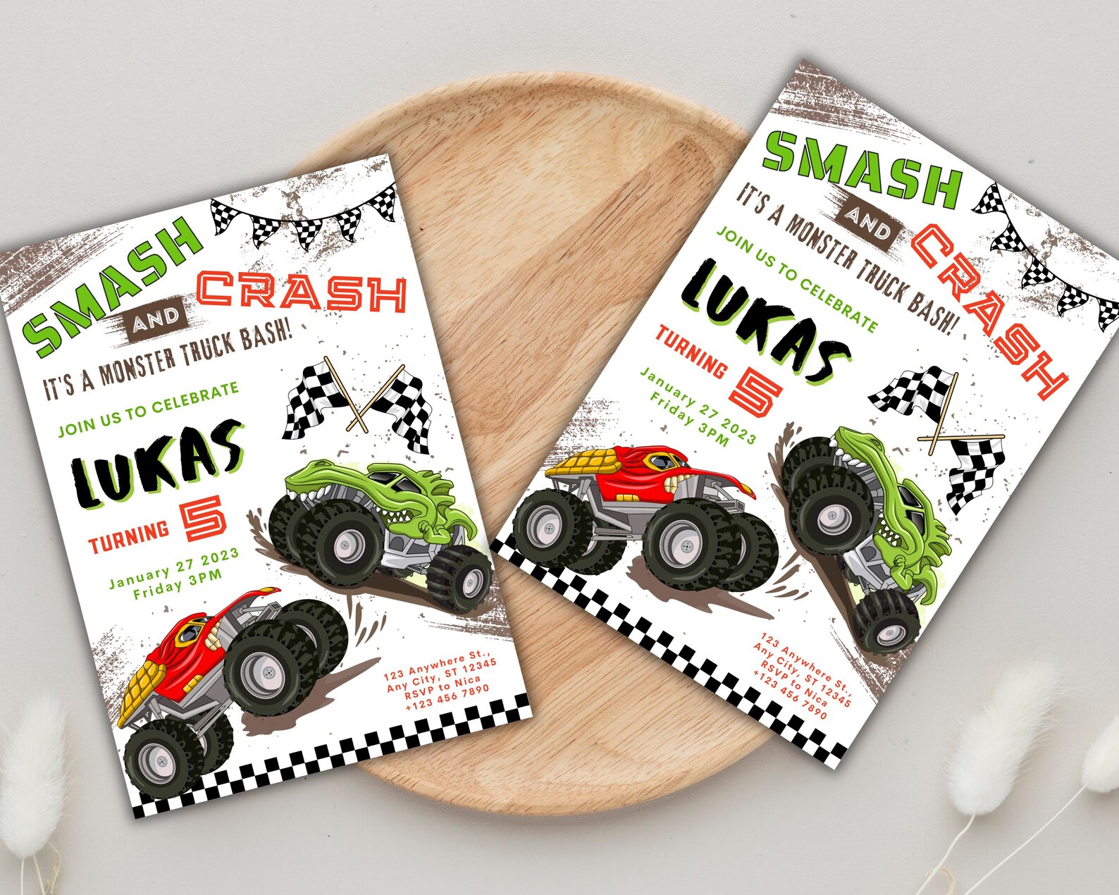 Monster Truck Birthday Invitation: Off-road Party, Editable Card ...