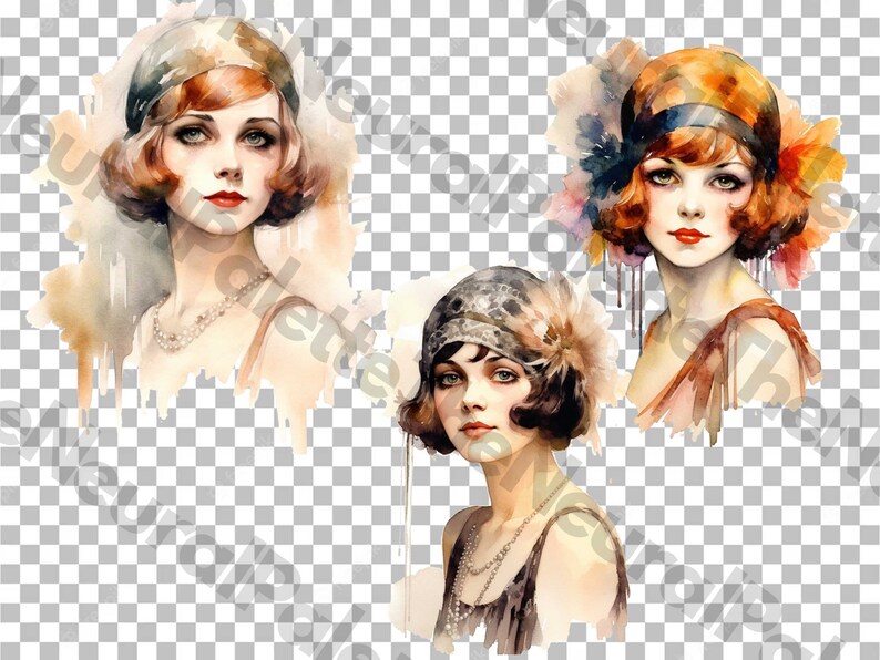 12, Flapper Girl Clipart, 1920's Vintage Clipart, Commercial Use ...