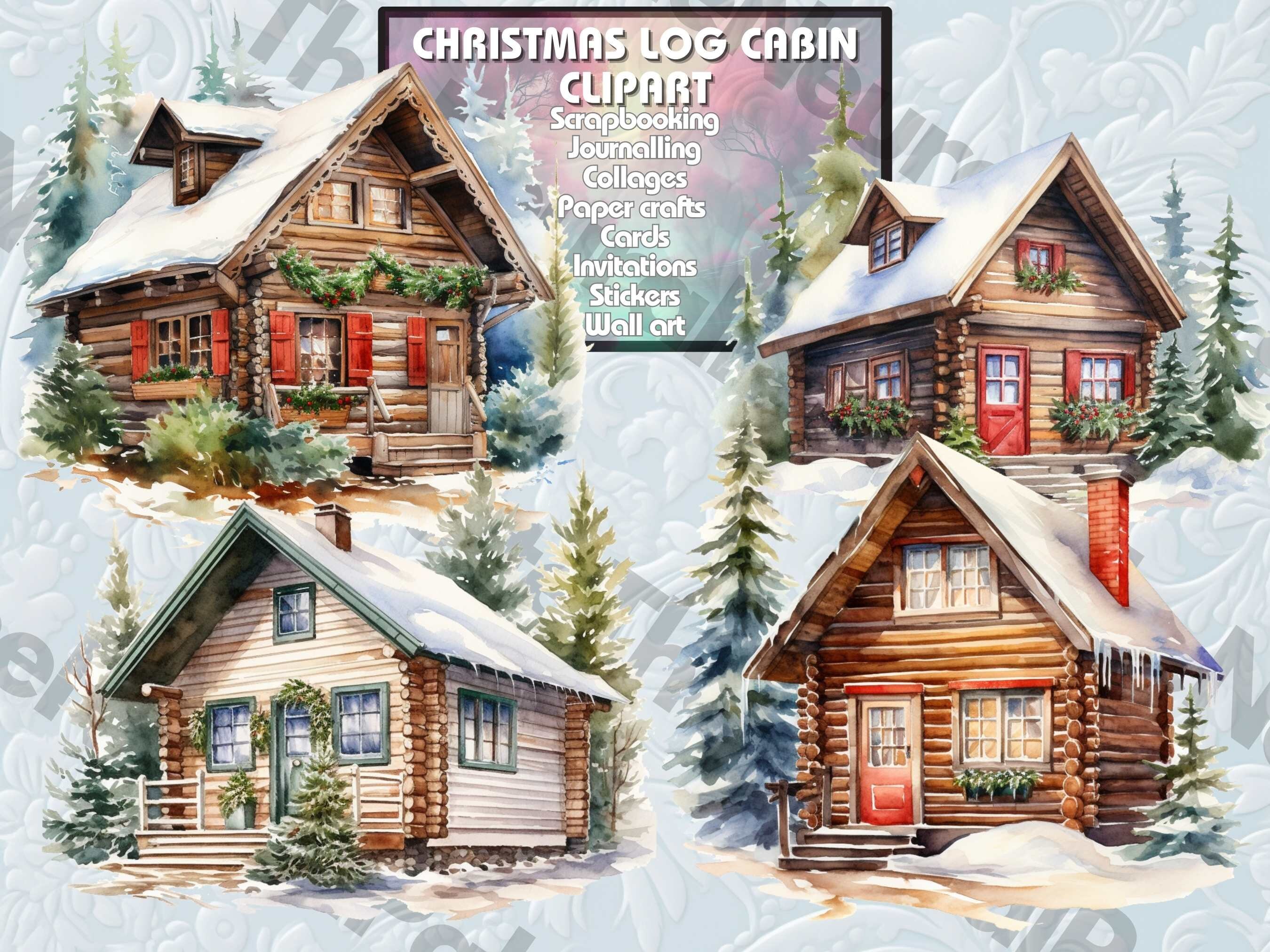 16, Winter Log Cabin Clipart, Christmas Clipart Images, Transparent ...
