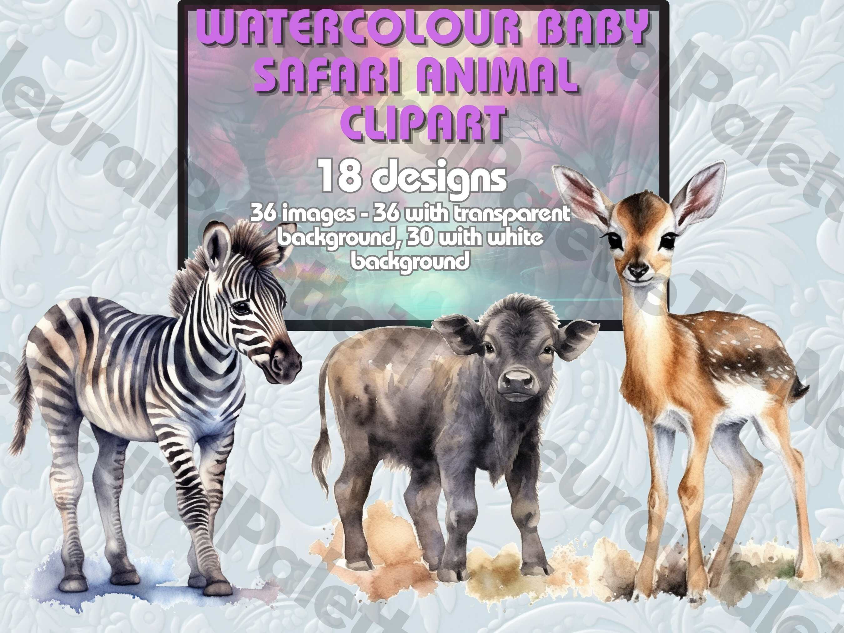 18 Baby Safari Animals Clipart, Commercial Use, Cute Animal Clipart ...