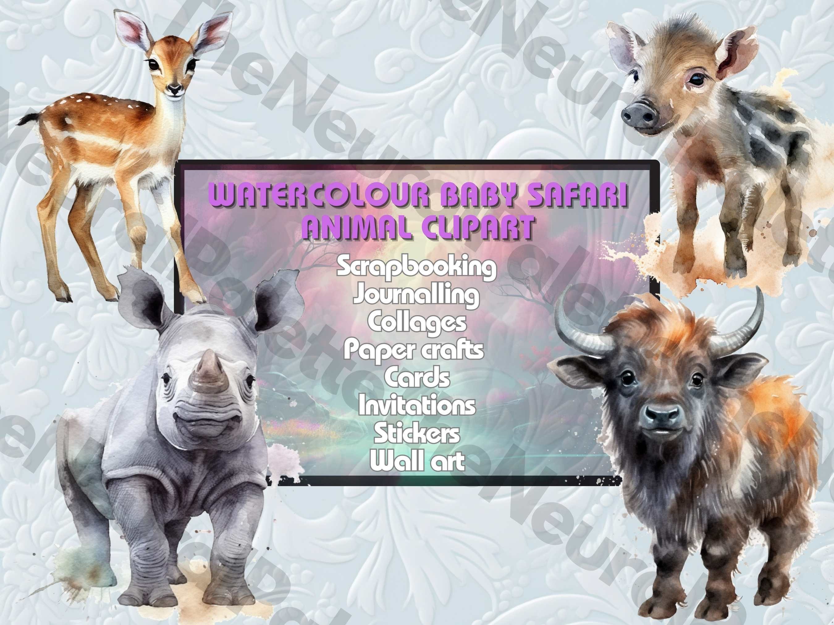 18 Baby Safari Animals Clipart Commercial Use Cute Animal - Etsy