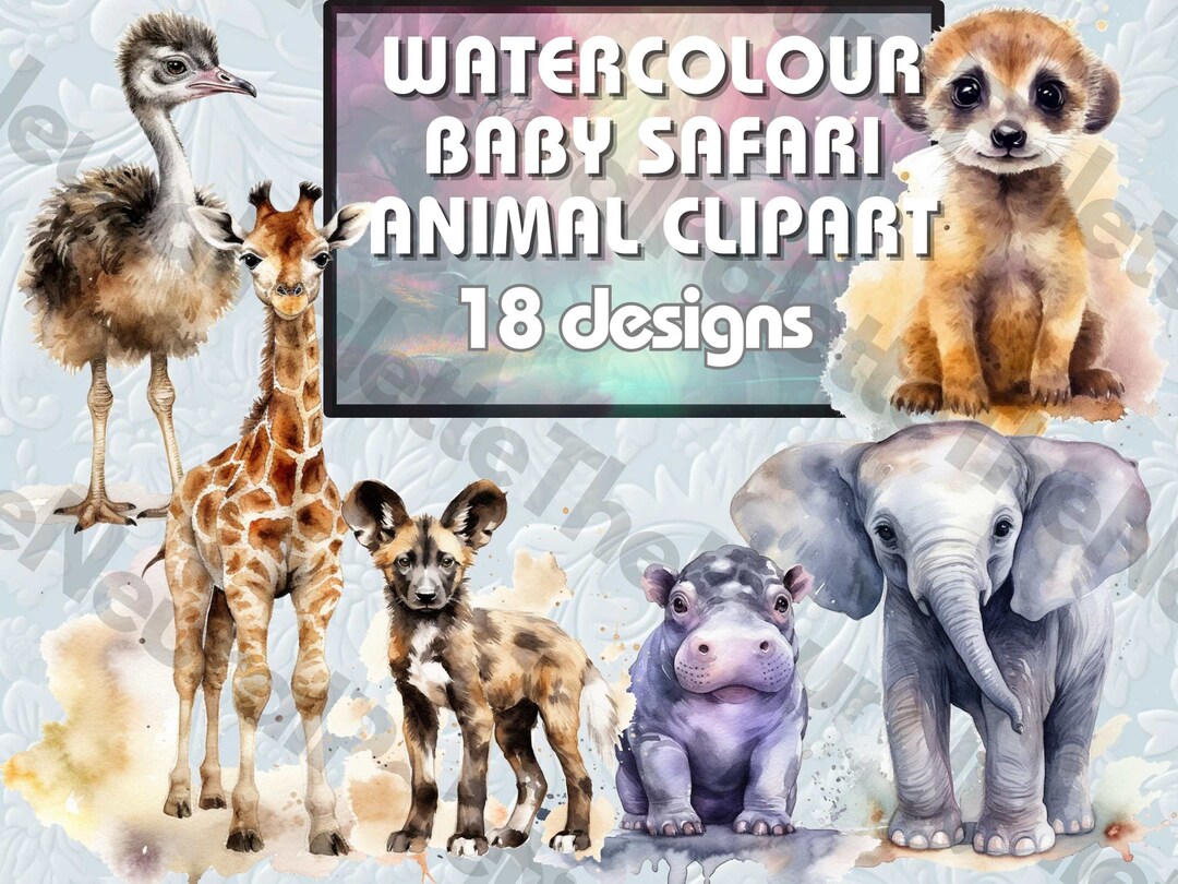 18 Baby Safari Animals Clipart, Commercial Use, Cute Animal Clipart ...