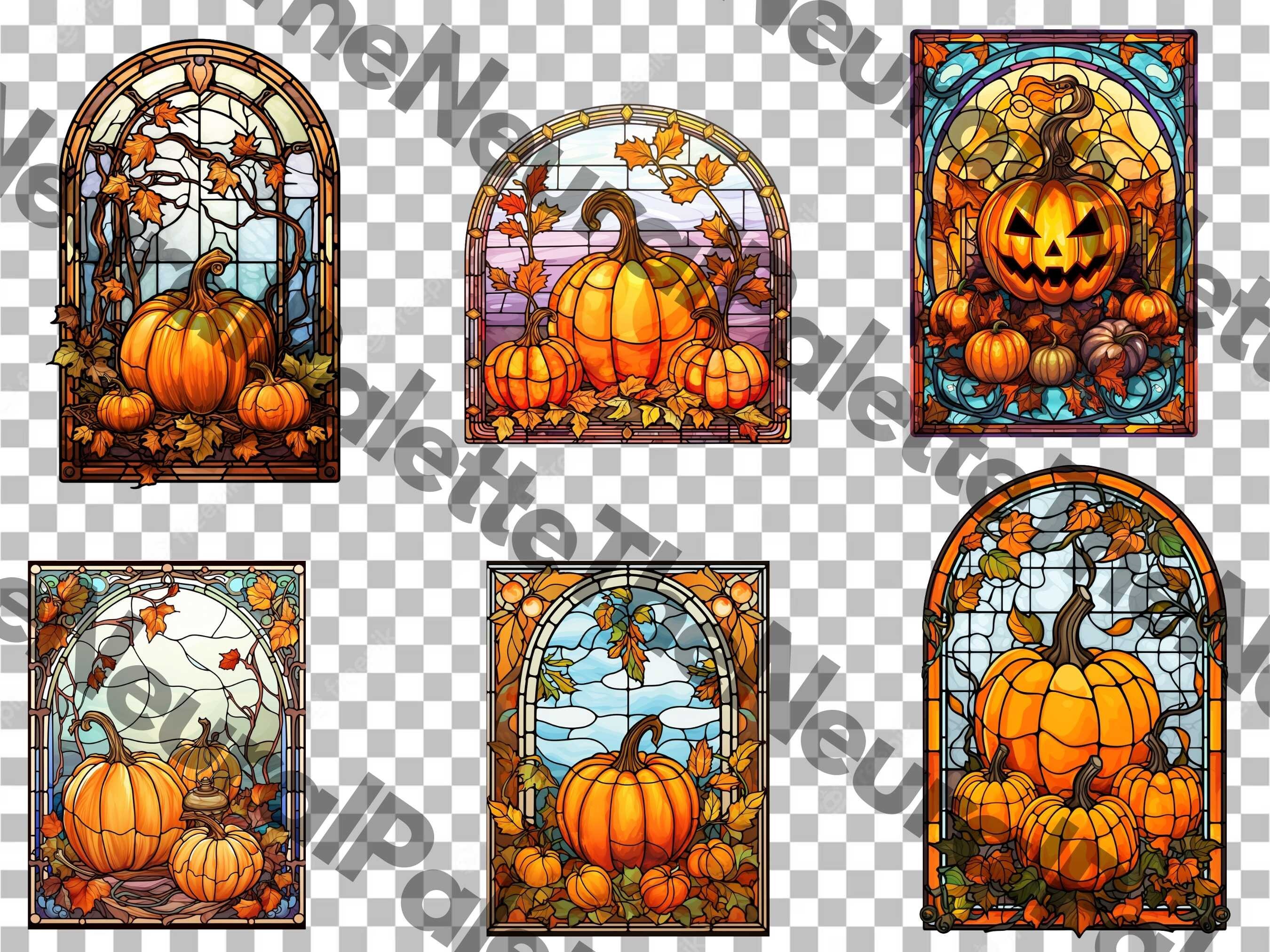 24 Halloween Stained Glass Clipart Pumpkin Images - Etsy