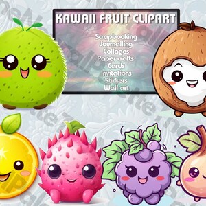 22, Kawaii Fruit Clipart, Instant Download, Transparent PNG Clipart ...