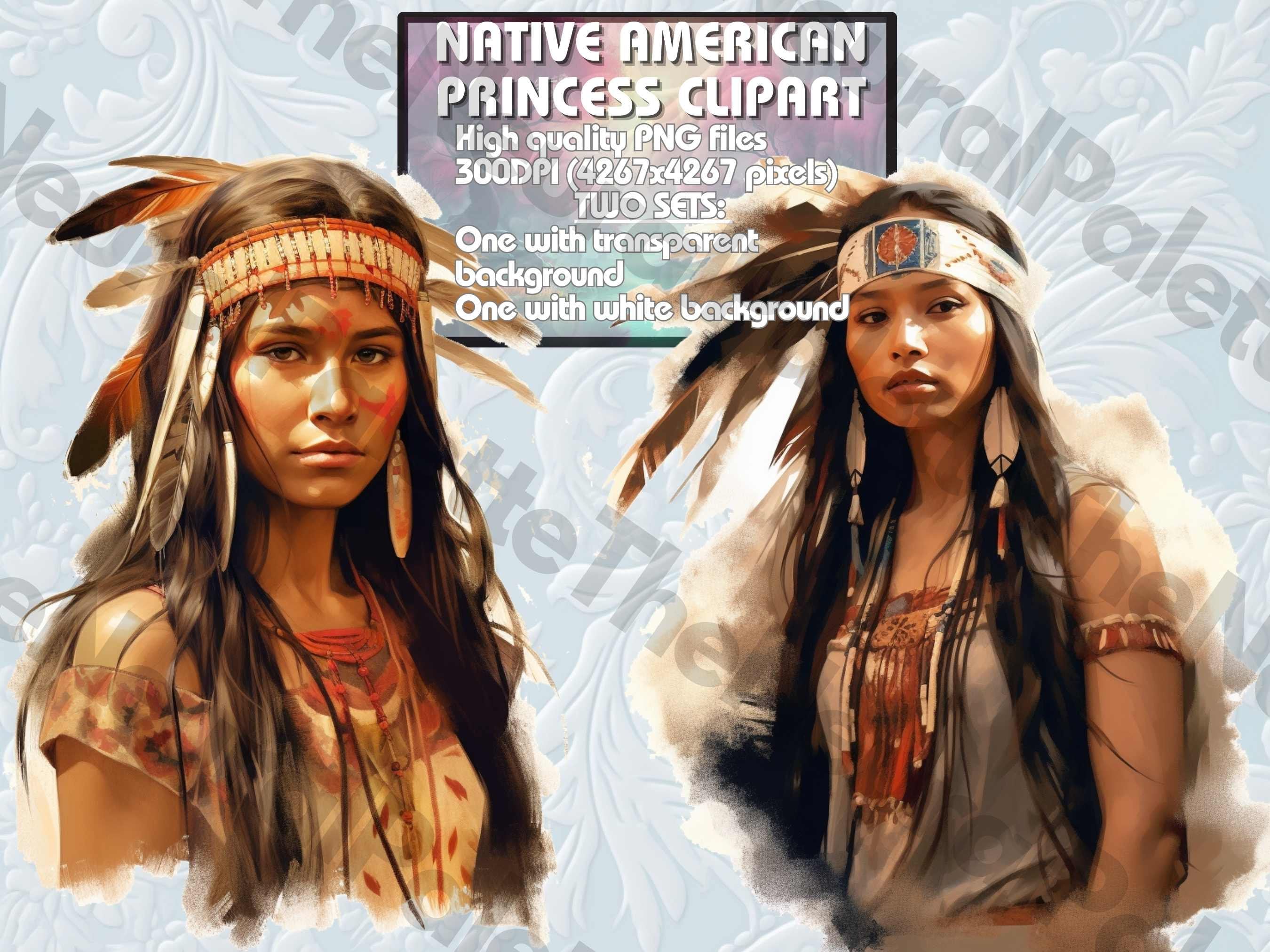 12, Native American Princess Clipart, Instant Download, Transparent ...