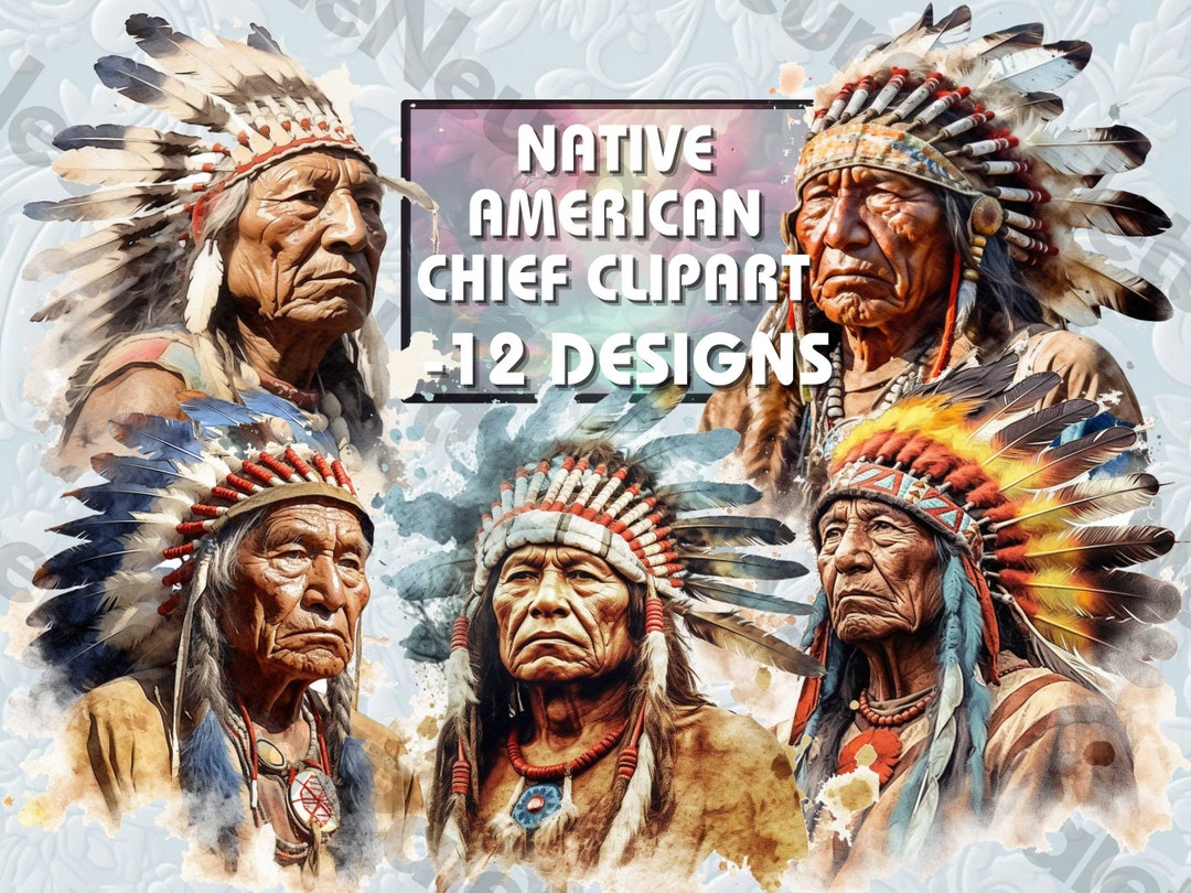 12, Native American Chief Clipart, Transparent Background PNG Bundle ...